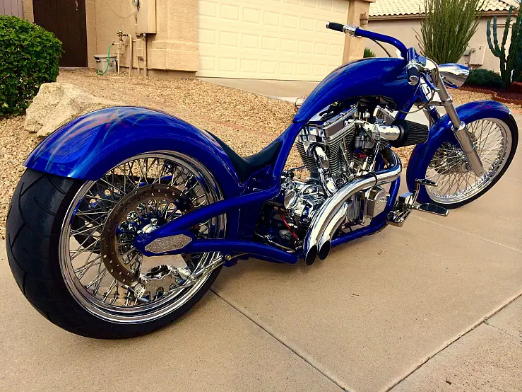 2009 Redneck Engineering Lowlife, Custom chopper, motorcycle, blue, chrome,