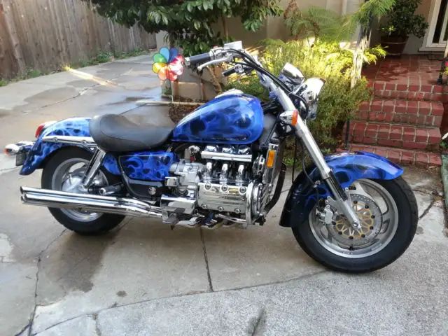 99 Honda Valkyrie with custom blue true fire flames paint