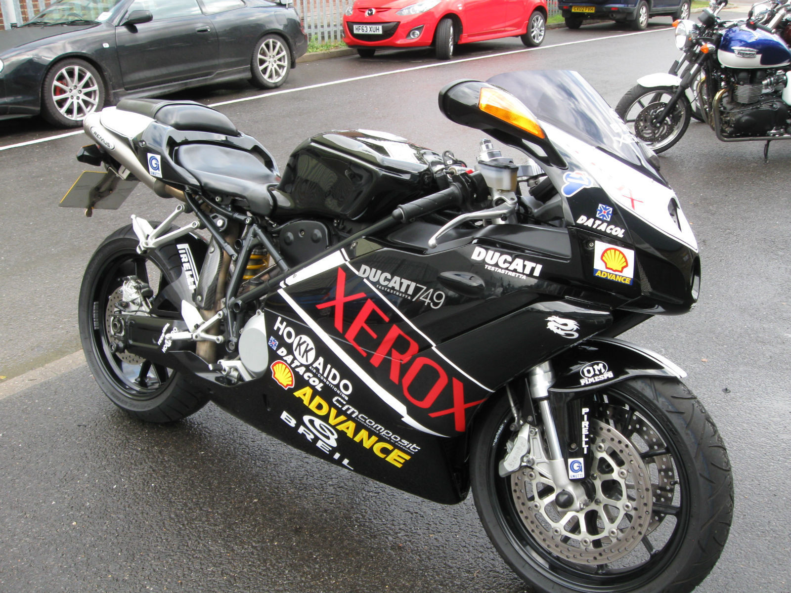 Ducati 749 BIP black xerox graphics 57 remus pipes service history